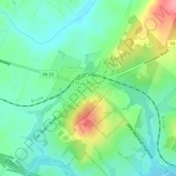 The Plains topographic map, elevation, terrain