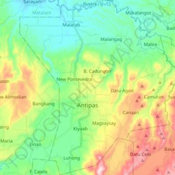 Antipas topographic map, elevation, terrain