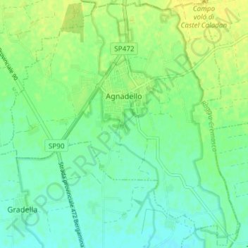 Agnadello topographic map, elevation, terrain