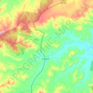 Cooyar topographic map, elevation, terrain