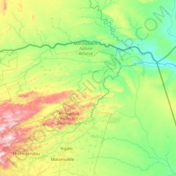 Mutale Local Municipality topographic map, elevation, terrain