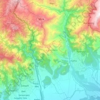 Mirik topographic map, elevation, terrain