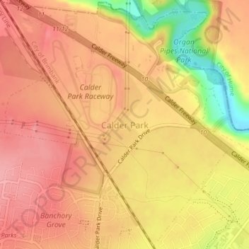 Calder Park topographic map, elevation, terrain