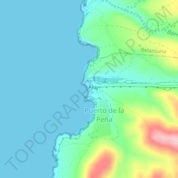 Playa de Ajuy topographic map, elevation, terrain