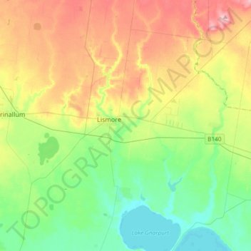 Lismore topographic map, elevation, terrain