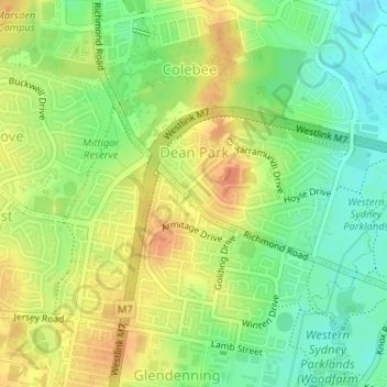 Dean Park topographic map, elevation, terrain