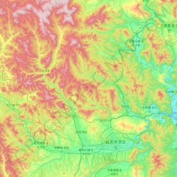 Yanji City topographic map, elevation, terrain