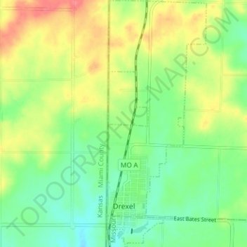 Drexel topographic map, elevation, terrain