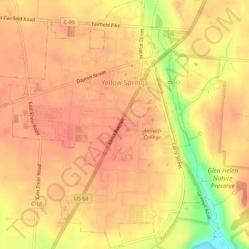 Yellow Springs topographic map, elevation, terrain