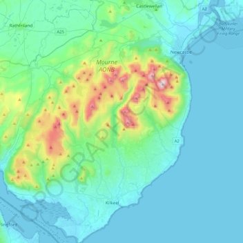 The Mournes DEA topographic map, elevation, terrain