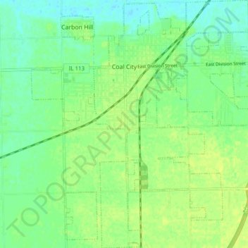 Coal City topographic map, elevation, terrain