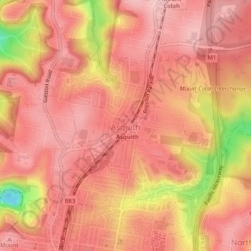 Asquith topographic map, elevation, terrain