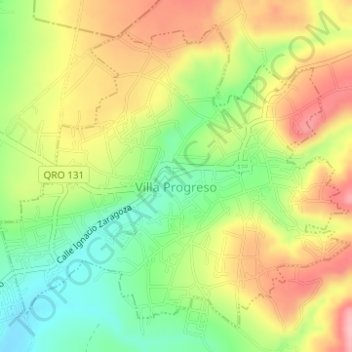 Villa Progreso topographic map, elevation, terrain