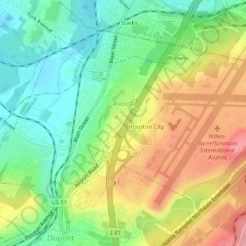 Avoca topographic map, elevation, terrain