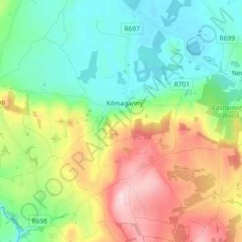 Kilmoganny Parish topographic map, elevation, terrain