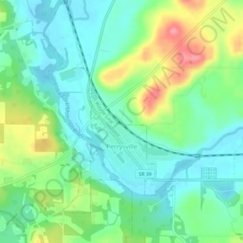Perrysville topographic map, elevation, terrain