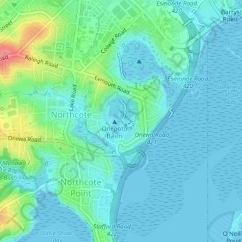 Onepoto Domain topographic map, elevation, terrain