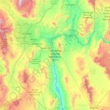 Lake Mead National Recreation Area topographic map, elevation, terrain