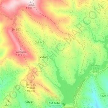 Vidual topographic map, elevation, terrain