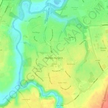 Ingleby Barwick topographic map, elevation, terrain