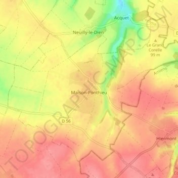 Maison-Ponthieu topographic map, elevation, terrain
