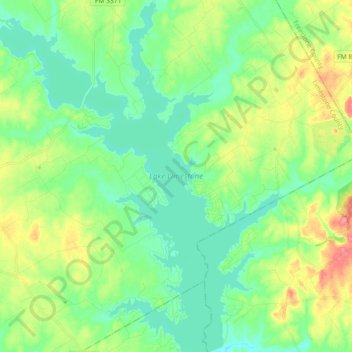 Lake Limestone topographic map, elevation, terrain