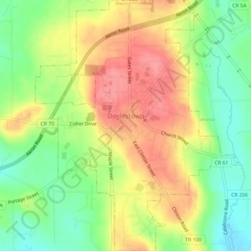 Doylestown topographic map, elevation, terrain