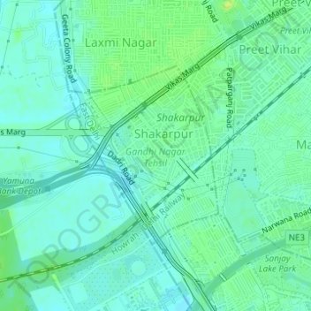 Gandhi Nagar Tehsil topographic map, elevation, terrain