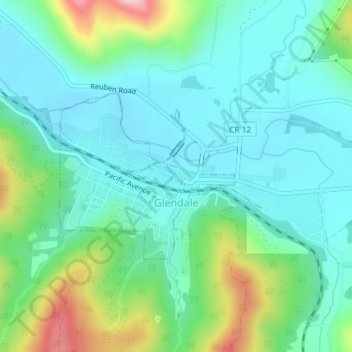 Glendale topographic map, elevation, terrain