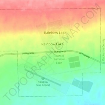 Town of Rainbow Lake topographic map, elevation, terrain