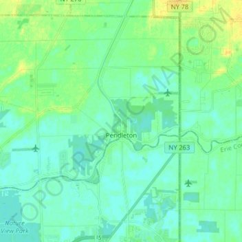 Town of Pendleton topographic map, elevation, terrain