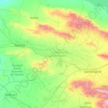 Samarqand Region topographic map, elevation, terrain