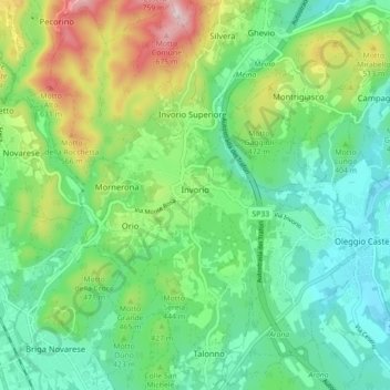 Invorio topographic map, elevation, terrain