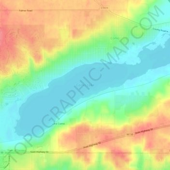 Como Lake topographic map, elevation, terrain