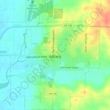 Albany topographic map, elevation, terrain