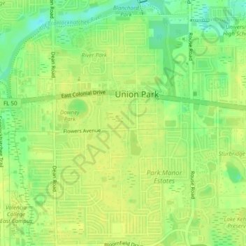 Union Park topographic map, elevation, terrain