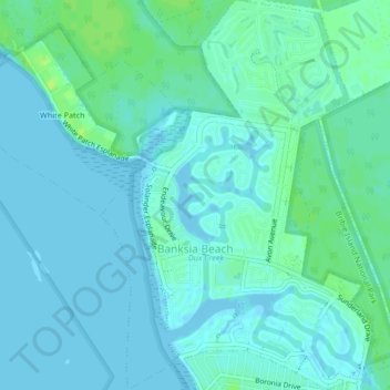 Banksia Beach topographic map, elevation, terrain