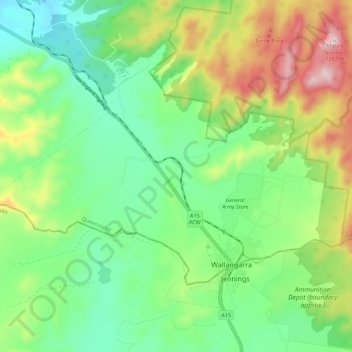 Wallangarra topographic map, elevation, terrain