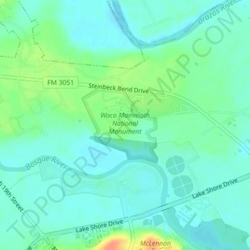 Waco Mammoth National Monument topographic map, elevation, terrain
