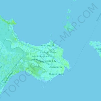 Belize City topographic map, elevation, terrain