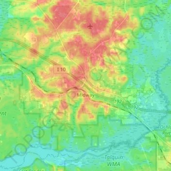 Midway topographic map, elevation, terrain