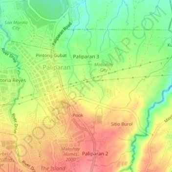 Paliparan 3 topographic map, elevation, terrain