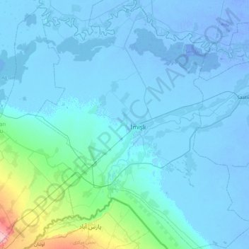 Imishli District topographic map, elevation, terrain