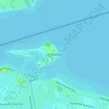 Peche Island topographic map, elevation, terrain