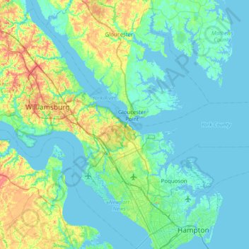 York County topographic map, elevation, terrain
