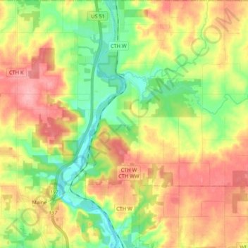 Town of Texas topographic map, elevation, terrain