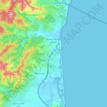 Fnideq topographic map, elevation, terrain