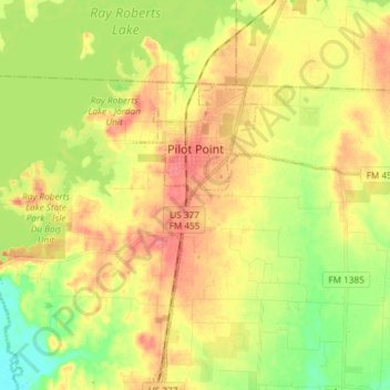 Pilot Point topographic map, elevation, terrain