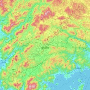 Higashi Hiroshima topographic map, elevation, terrain