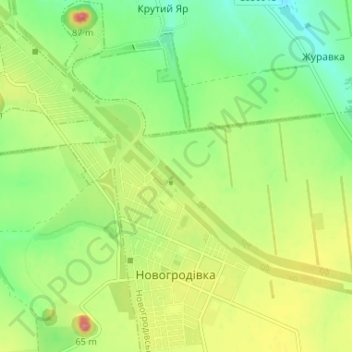 Novohrodivka topographic map, elevation, terrain